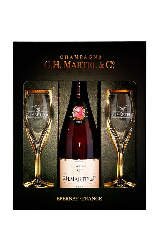 Champagne G.H. Martel Rosé Brut con 2 Copas | Comprar por 47.5 € en ...